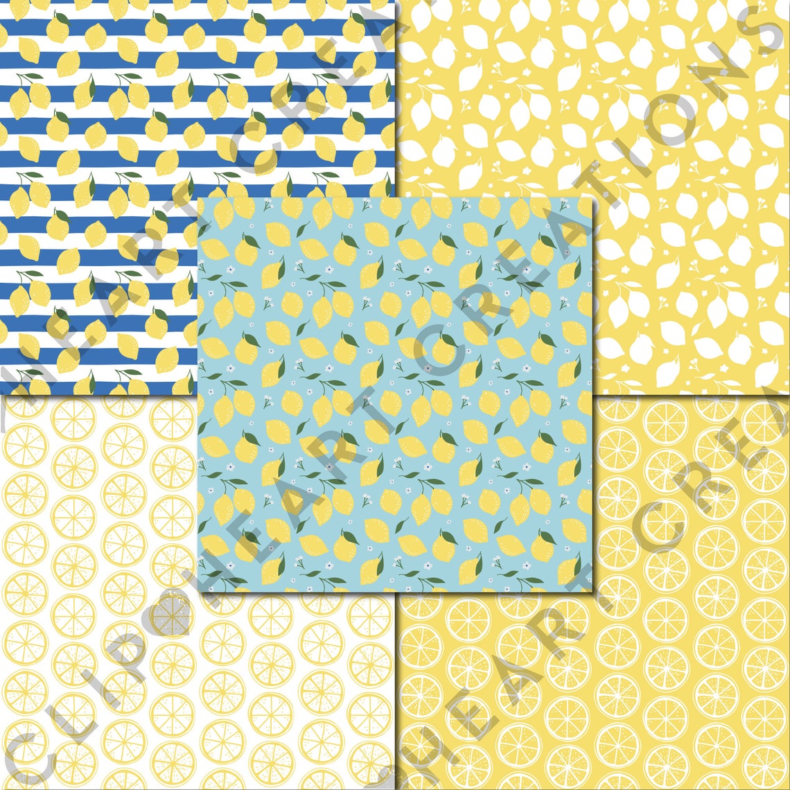 Lemon Digital Paper Patterns 20 Seamless Commercial Use - Etsy