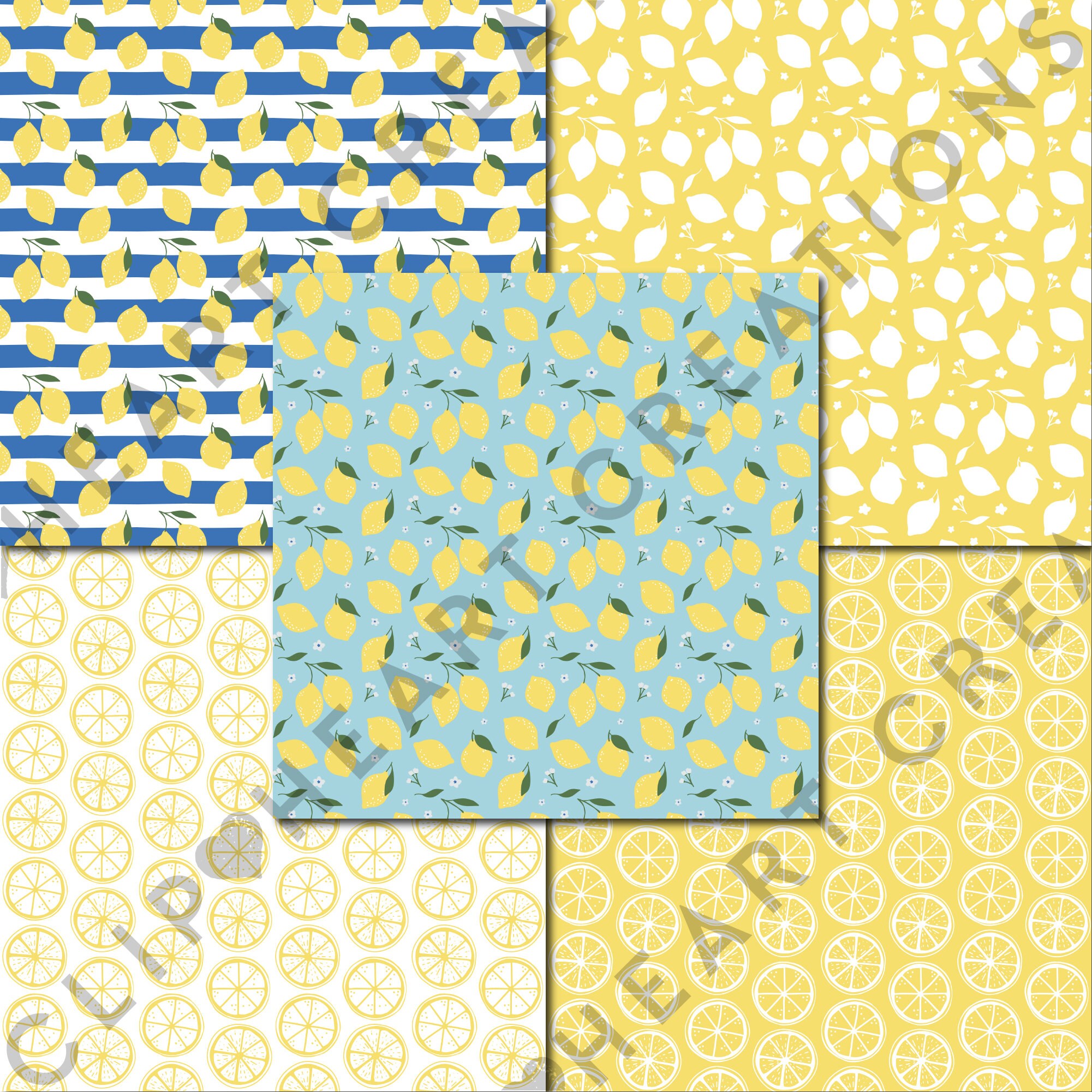 Lemon Digital Paper Patterns 20 Seamless Commercial Use - Etsy