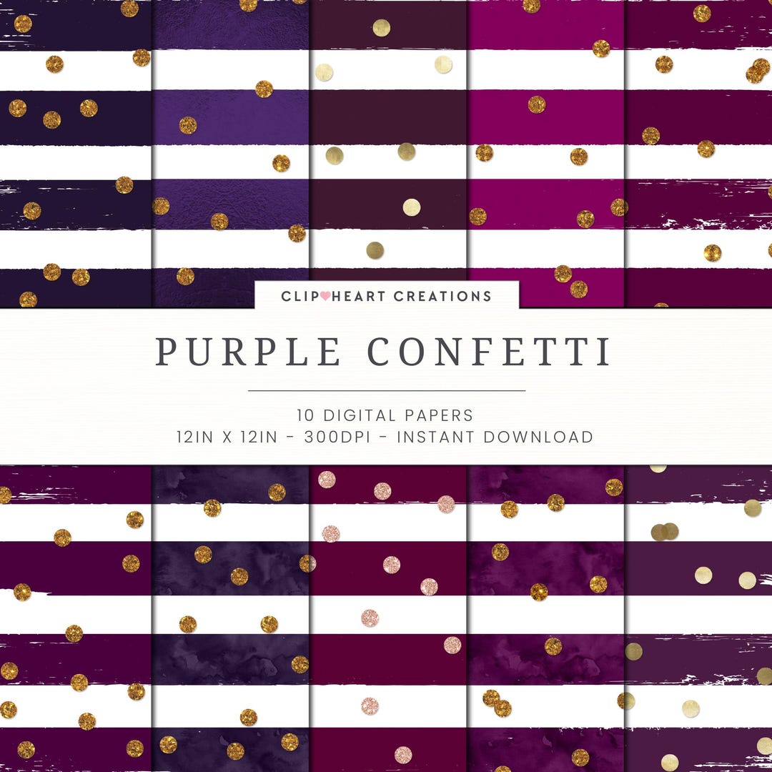 Purple Confetti Sparkle Digital Papers, Commercial Use Instant Download ...