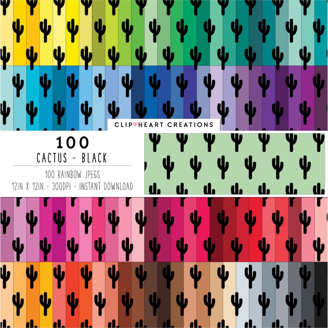 100 Cactus Pattern Digital Papers, Commercial Use Instant Download ...