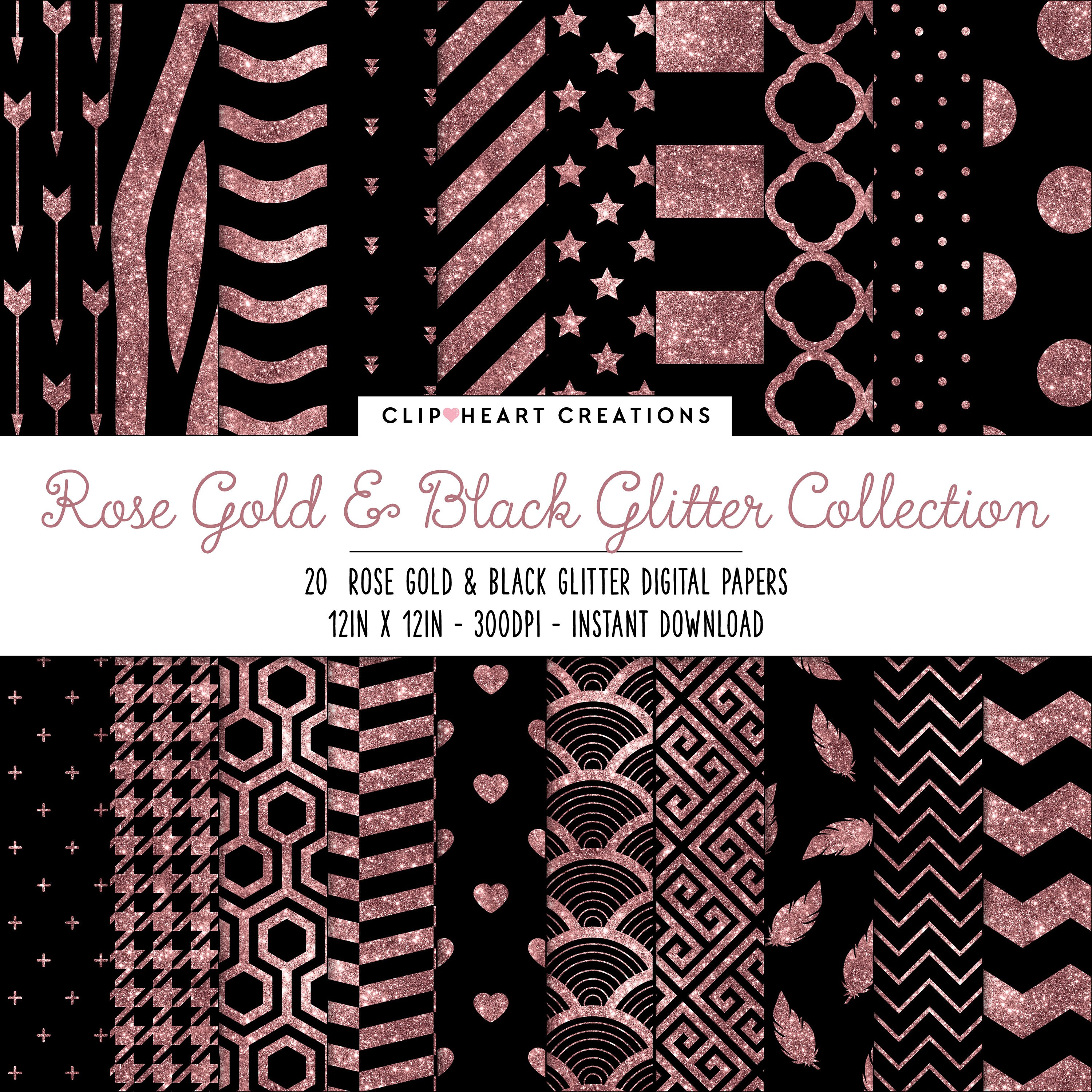 20 Rose Gold Glitter Digital Papers Commercial Use Instant - Etsy