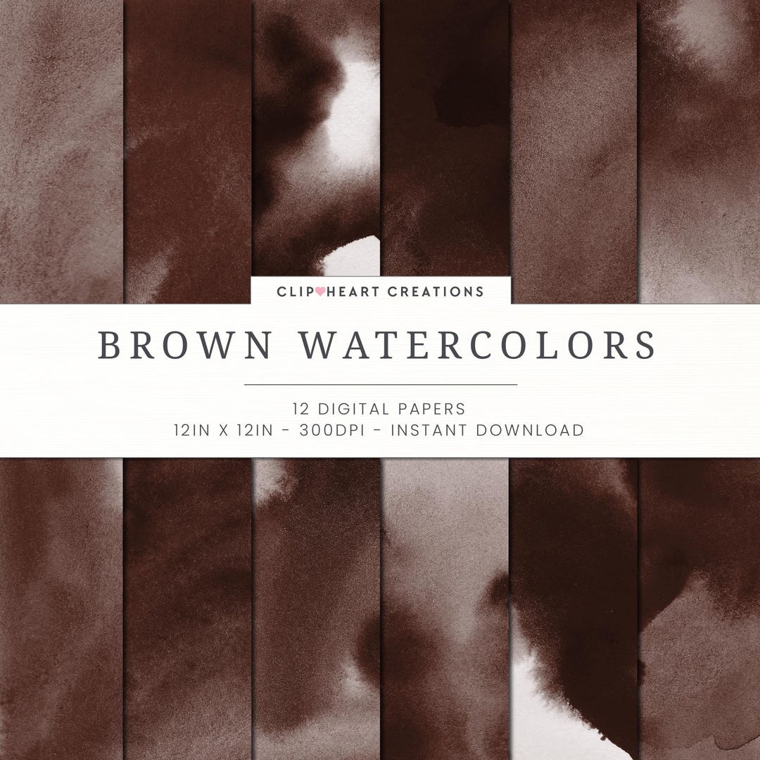 Brown Watercolor Digital Papers, Commercial Use Instant Download ...