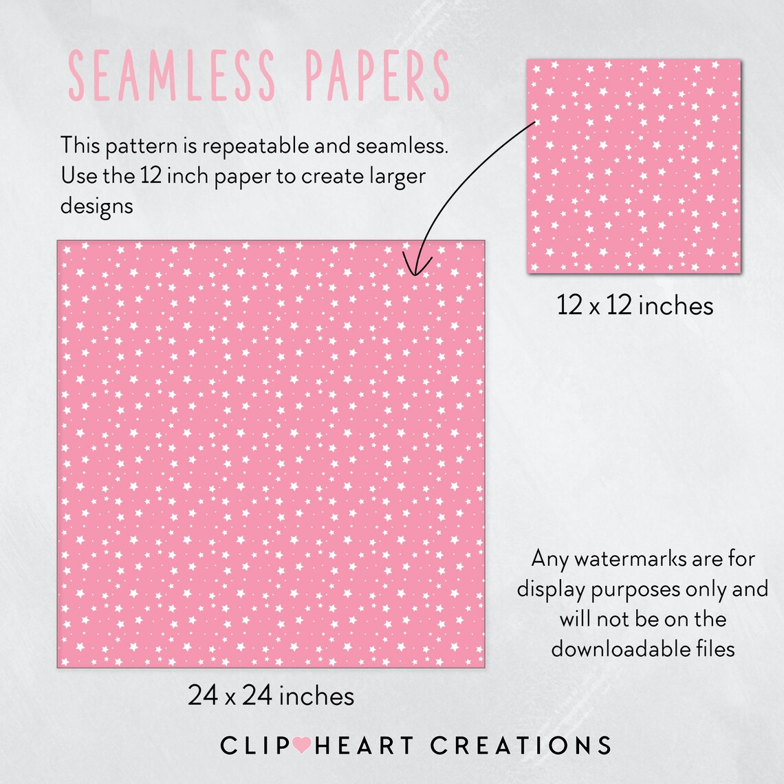 100 Star Pattern Digital Papers, Commercial Use Seamless White Stars ...