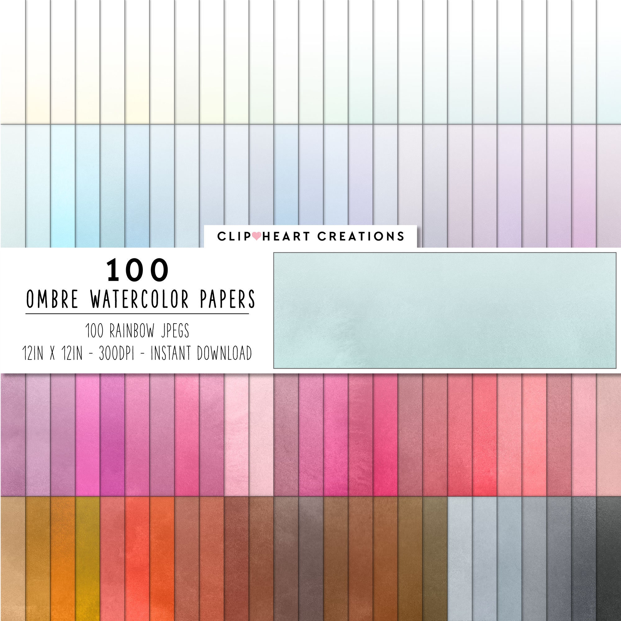 100 Watercolor Ombre Digital Papers Commercial Use Instant - Etsy