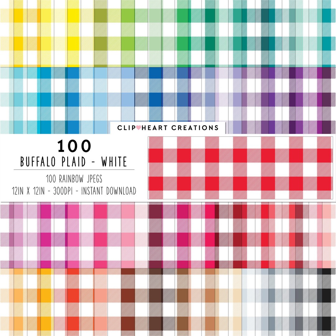 100 Buffalo Check Pattern Digital Paper, Commercial Use Seamless Plaid ...