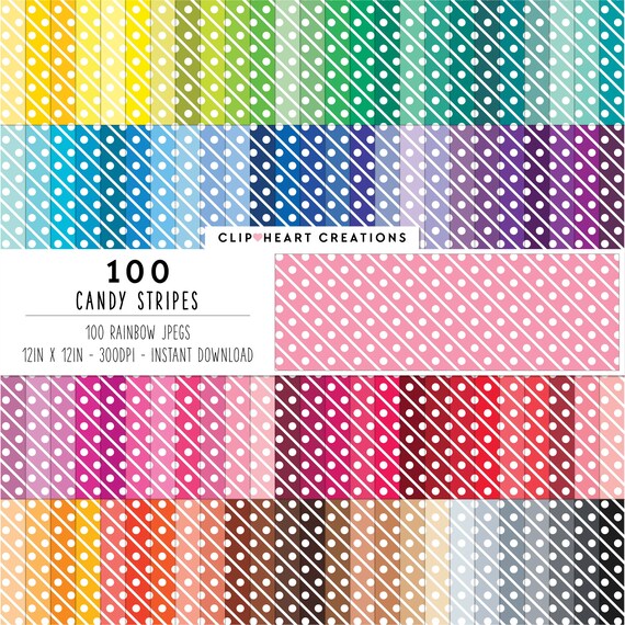 100 Candy Stripes Digital Paper Pack Commercial Use Instant | Etsy