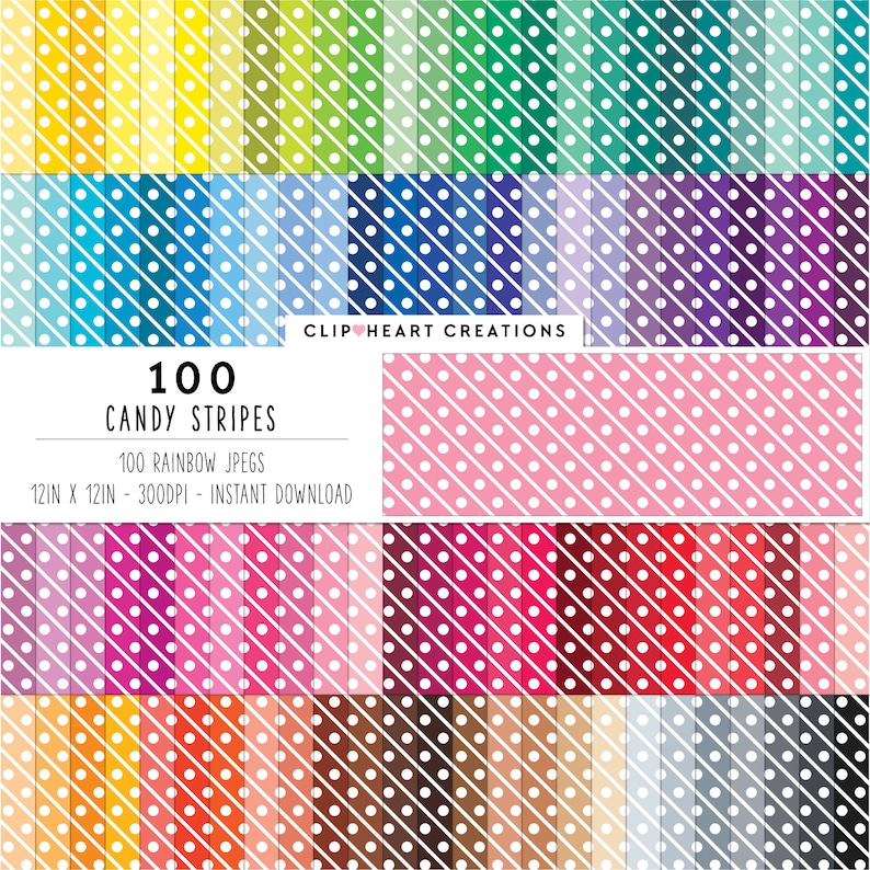 100 Candy Stripes Digital Paper Pack Commercial Use Instant | Etsy