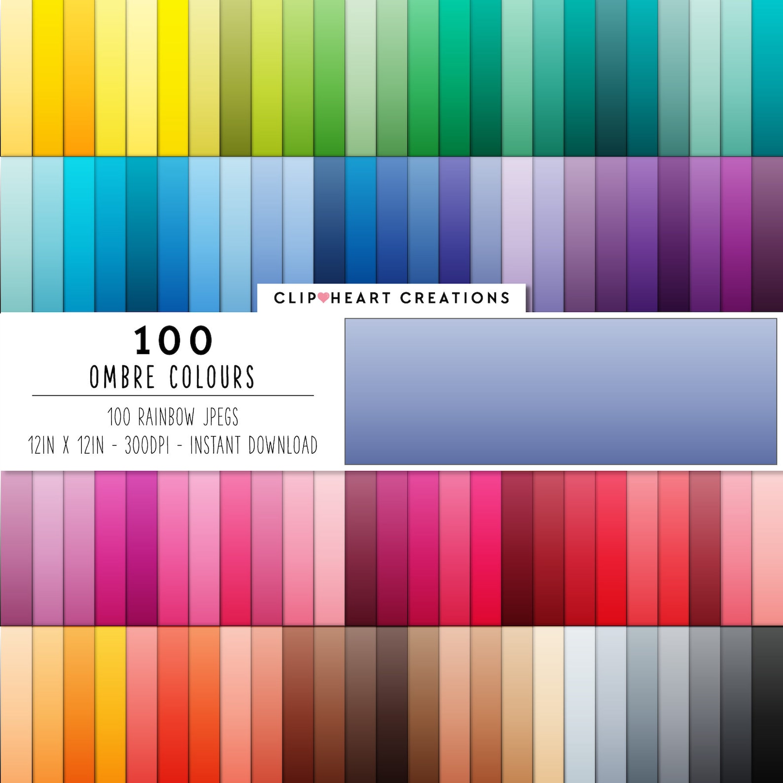 100 Gradient Colour Digital Paper Pack, Commercial Use Instant Download ...