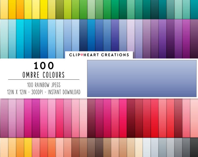 100 Gradient Colour Digital Paper Pack Commercial Use Instant - Etsy