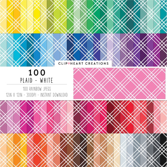 100 Plaid Pattern Digital Papers Commercial Use Seamless | Etsy