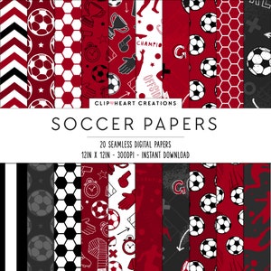 20 Soccer Themed Digital Papers, Seamless Commercial Use Instant ...