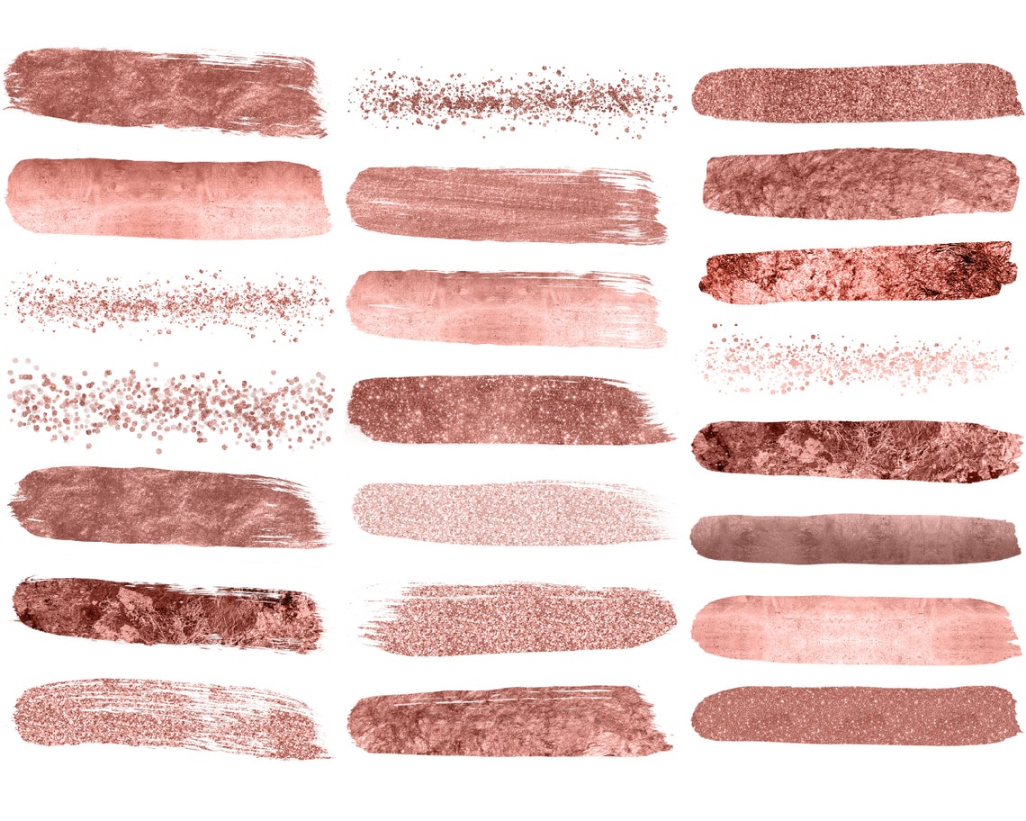 Rose Gold Brush Strokes Clip Art Rose Gold Foil Brush Strokes | Etsy