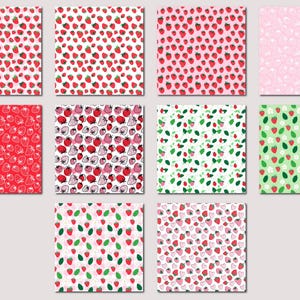 20 Strawberry Themed Digital Papers, Seamless Commercial Use Instant ...