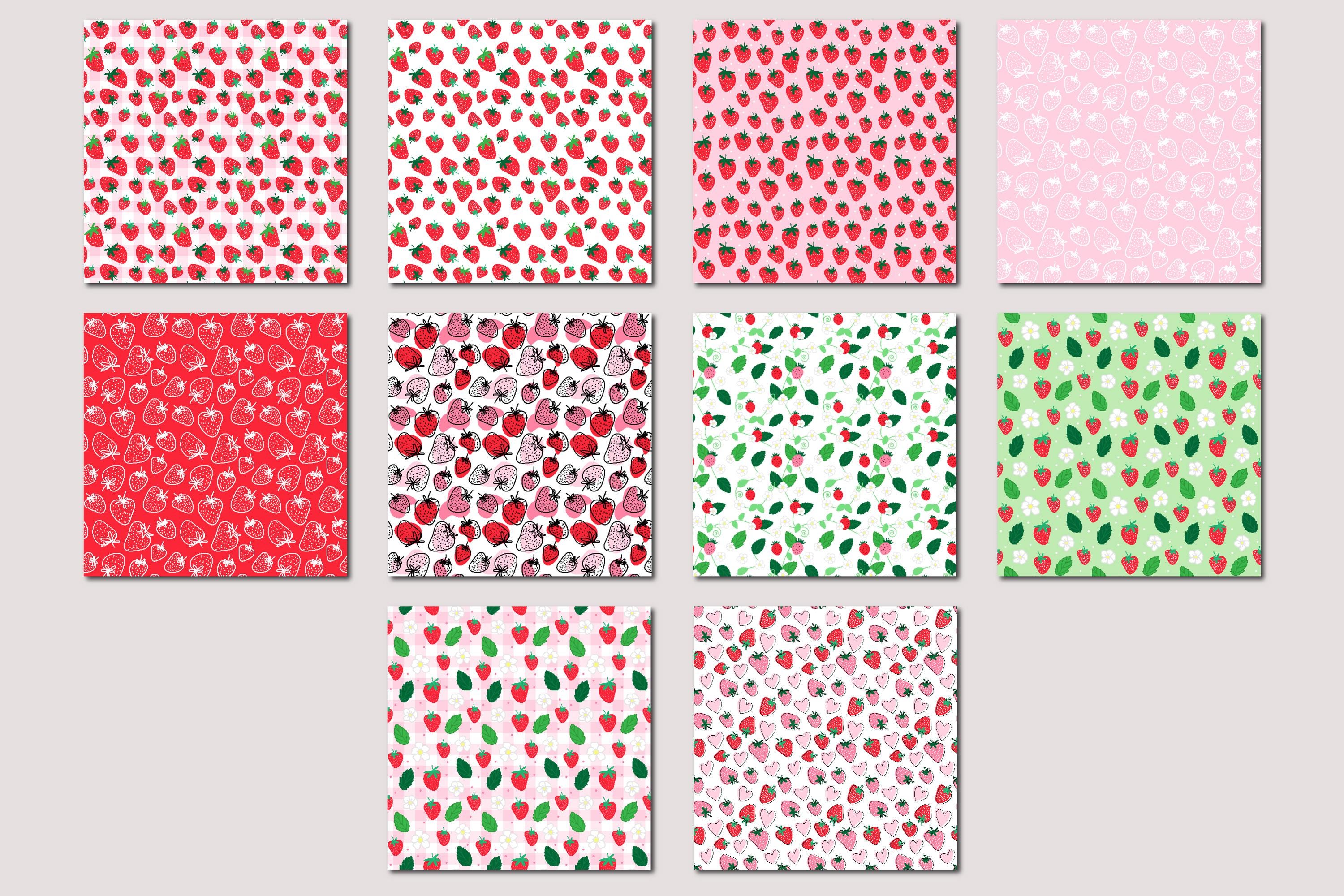 20 Strawberry Themed Digital Papers, Seamless Commercial Use Instant ...