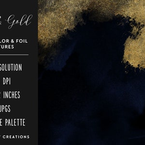 Navy & Gold Watercolor and Foil Digital Papers, Commercial Use Instant ...