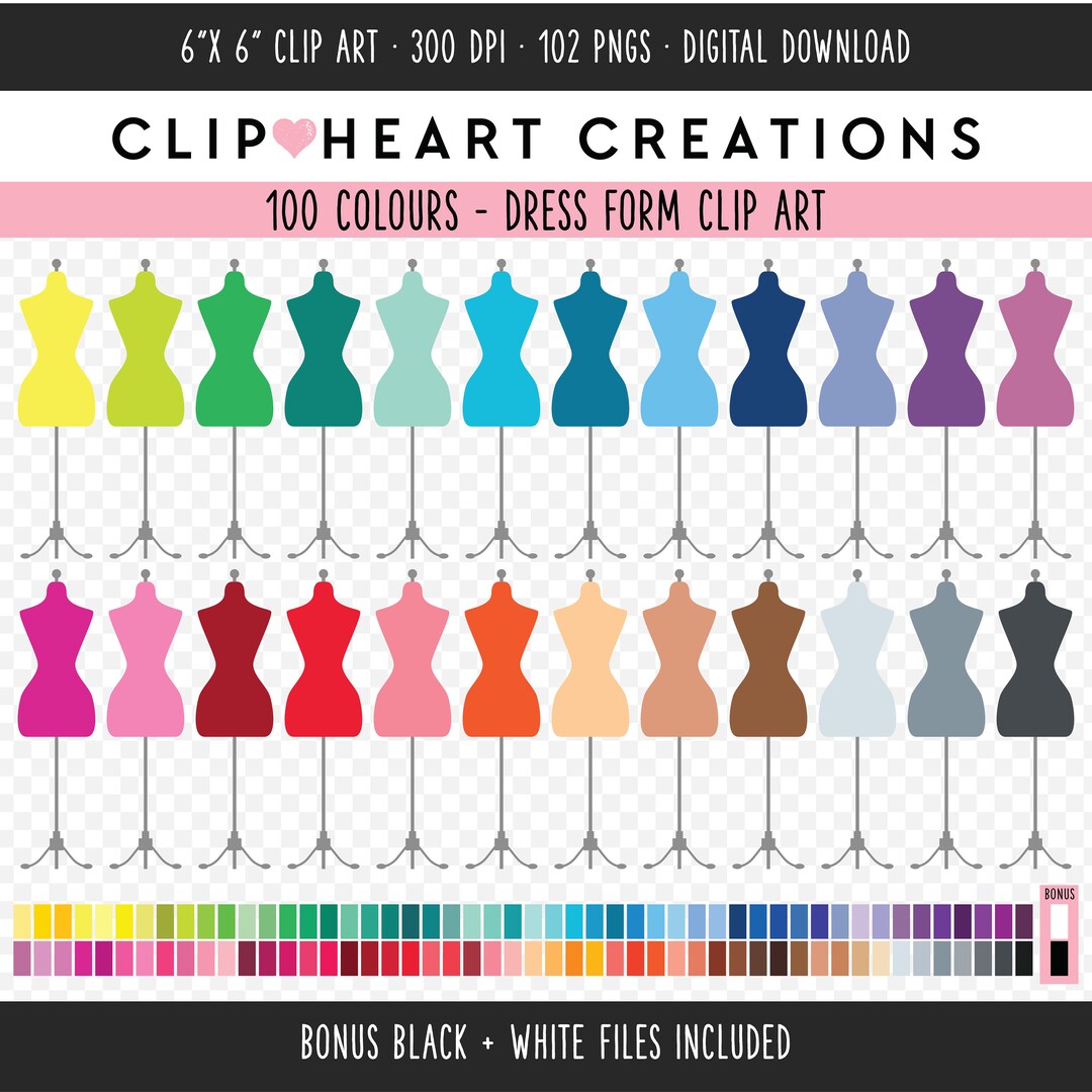 100 Dress Form Clip Art, Commercial Use Instant Download PNG Dress ...