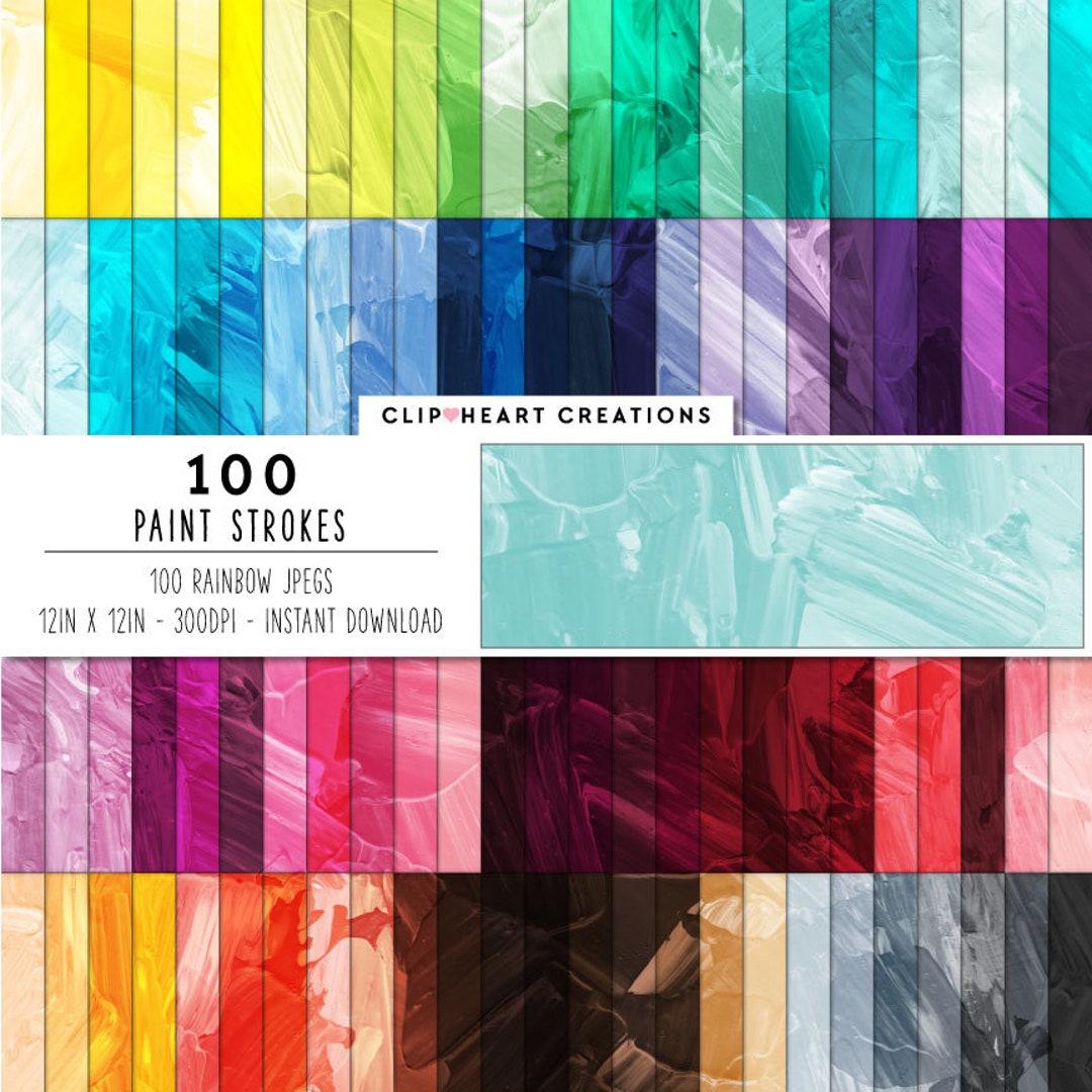 100 Paint Stroke Texture Digital Papers, Commercial Use Instant ...