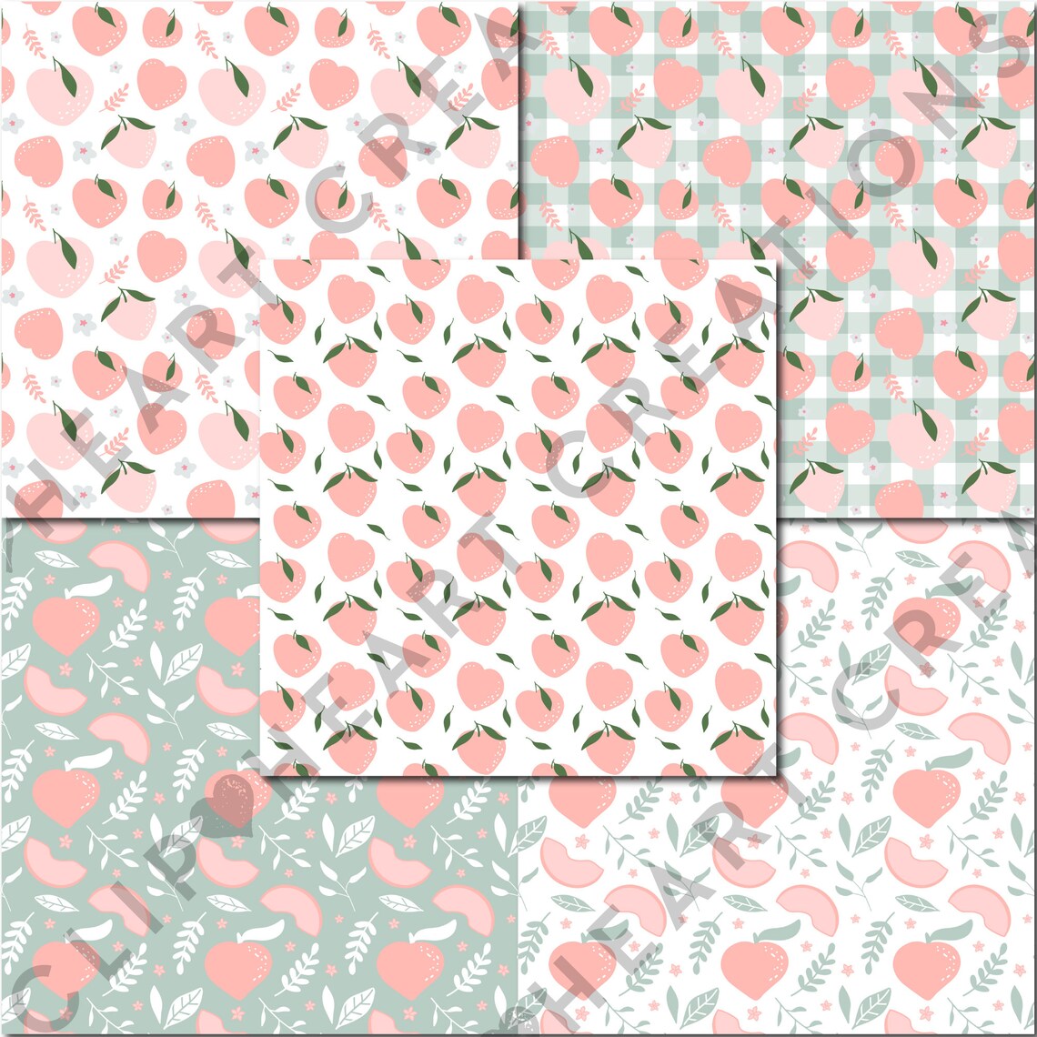 Peach Digital Paper Patterns 20 Seamless Commercial Use - Etsy