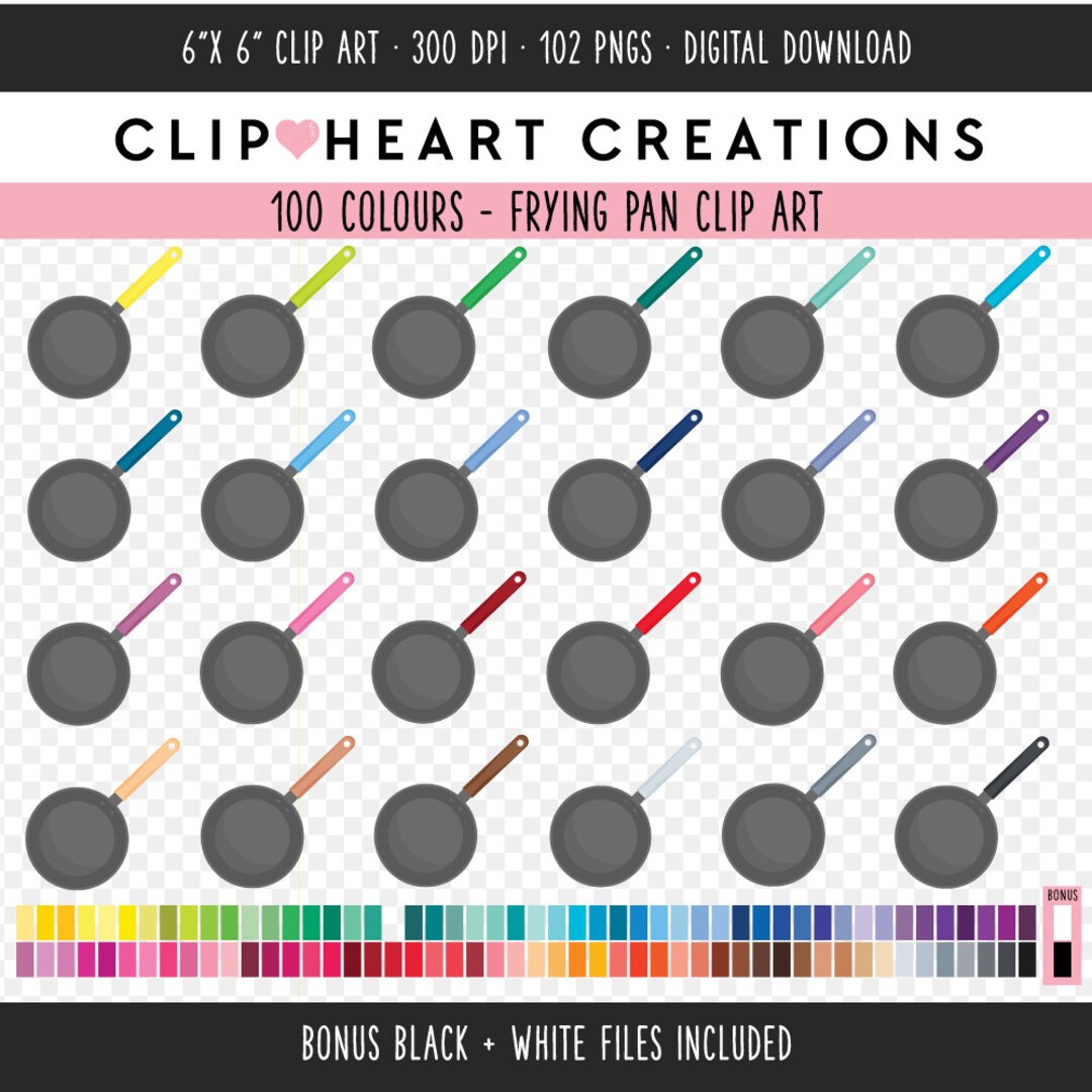 Rainbow Frying Pan Clip Art: 100 PNG Images (digital Download) - Etsy