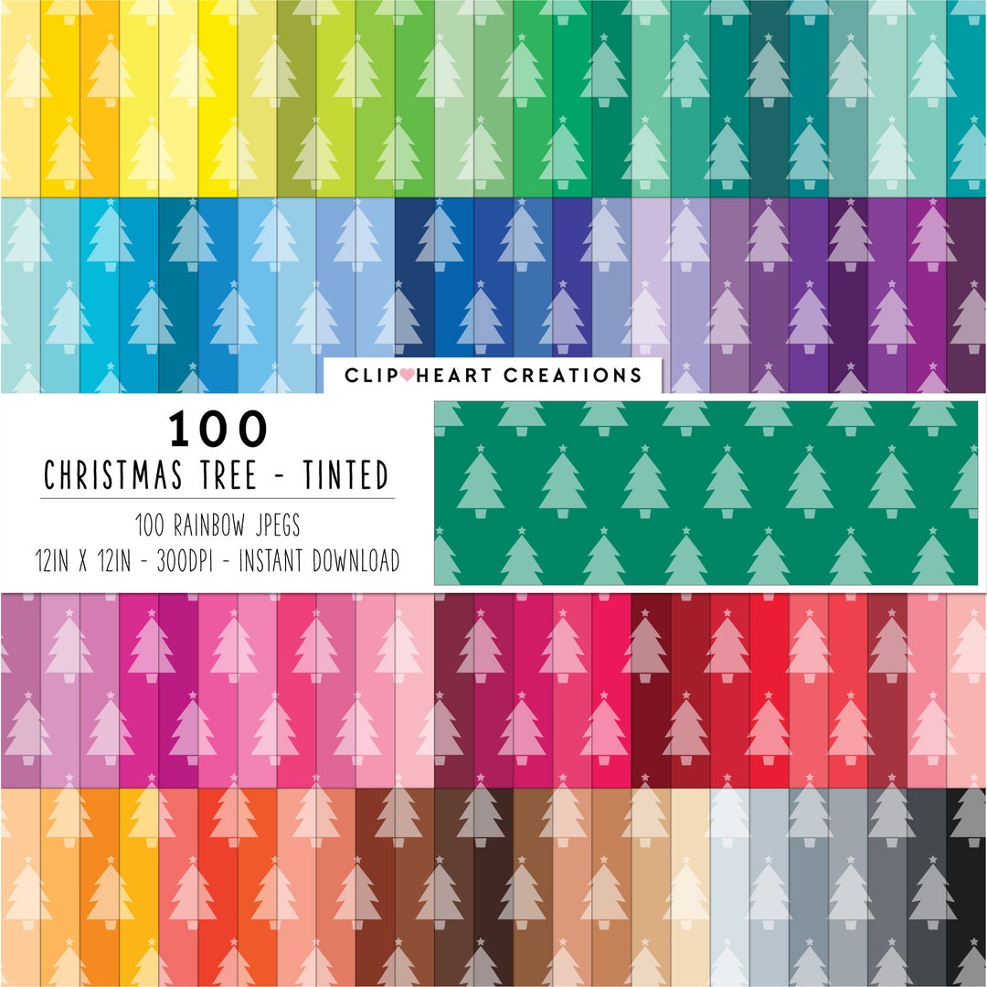 100 Christmas Tree Digital Papers, Commercial Use Seamless Christmas ...