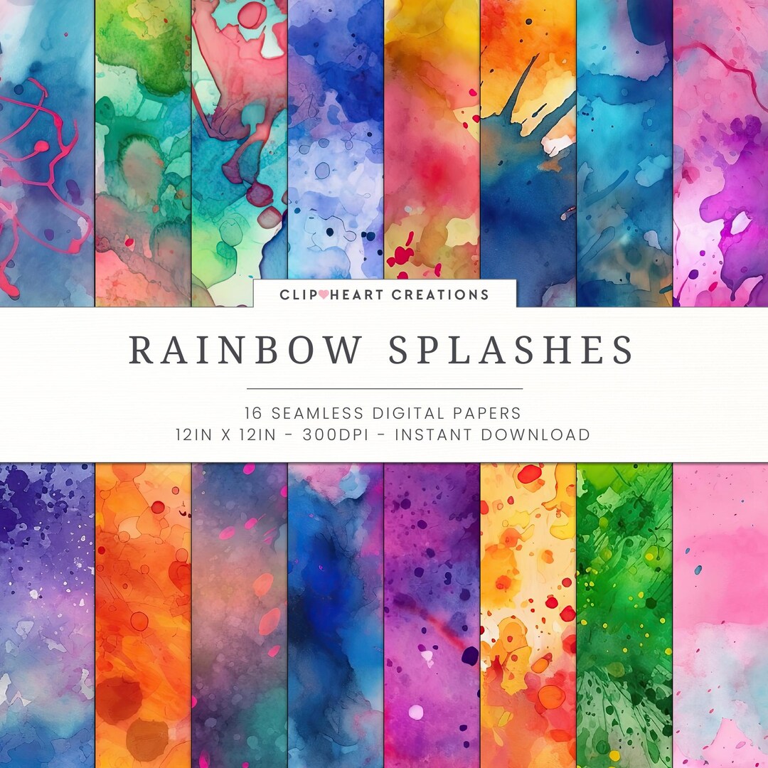 Rainbow Splashes Seamless Digital Papers, Seamless Commercial Use ...