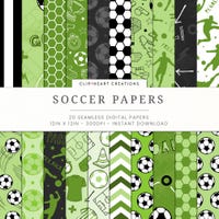 20 Soccer Themed Digital Papers, Seamless Commercial Use Instant ...