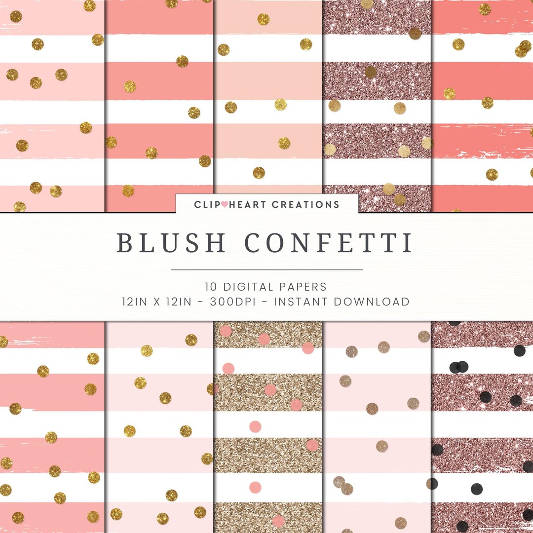 Blush Confetti Sparkle Digital Papers, Commercial Use Instant Download ...