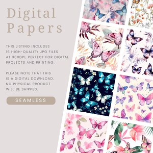 Butterflies Pattern Digital Papers, Seamless Commercial Use Instant ...