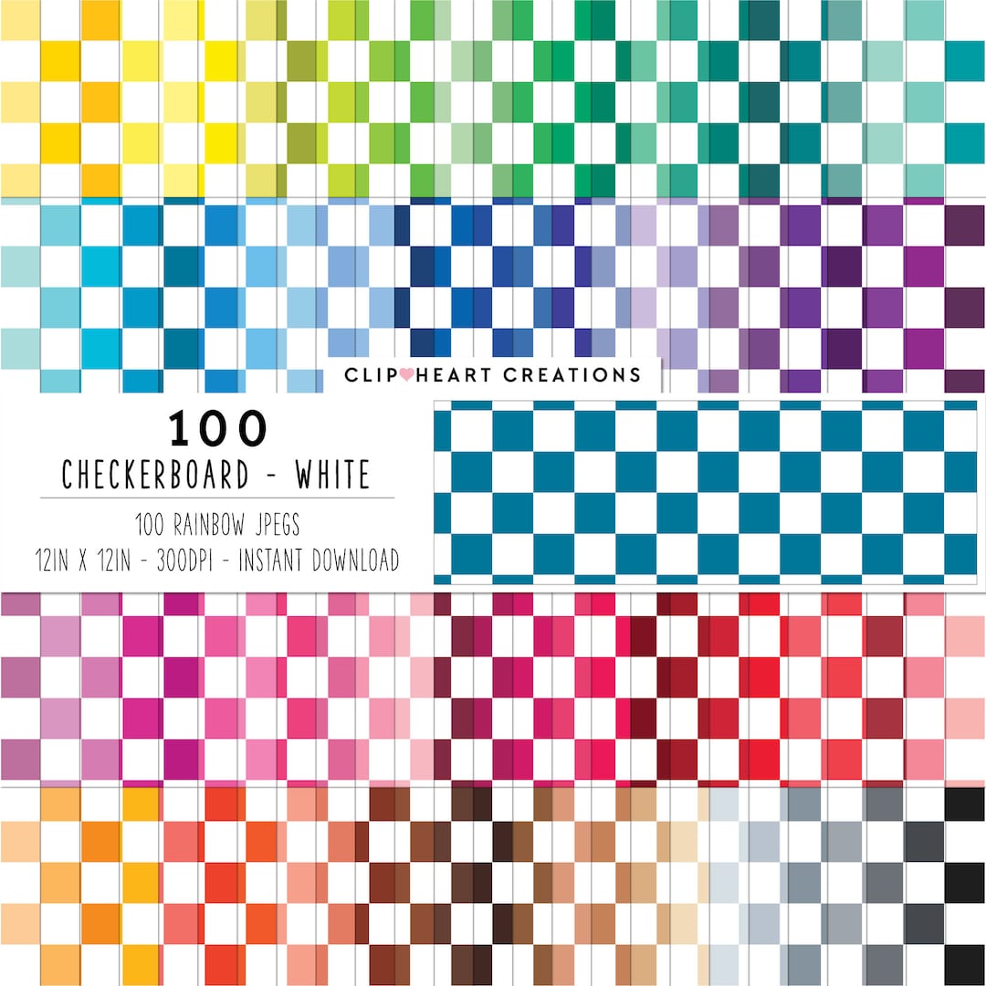 100 Checkerboard Pattern Digital Paper, Commercial Use Seamless White ...