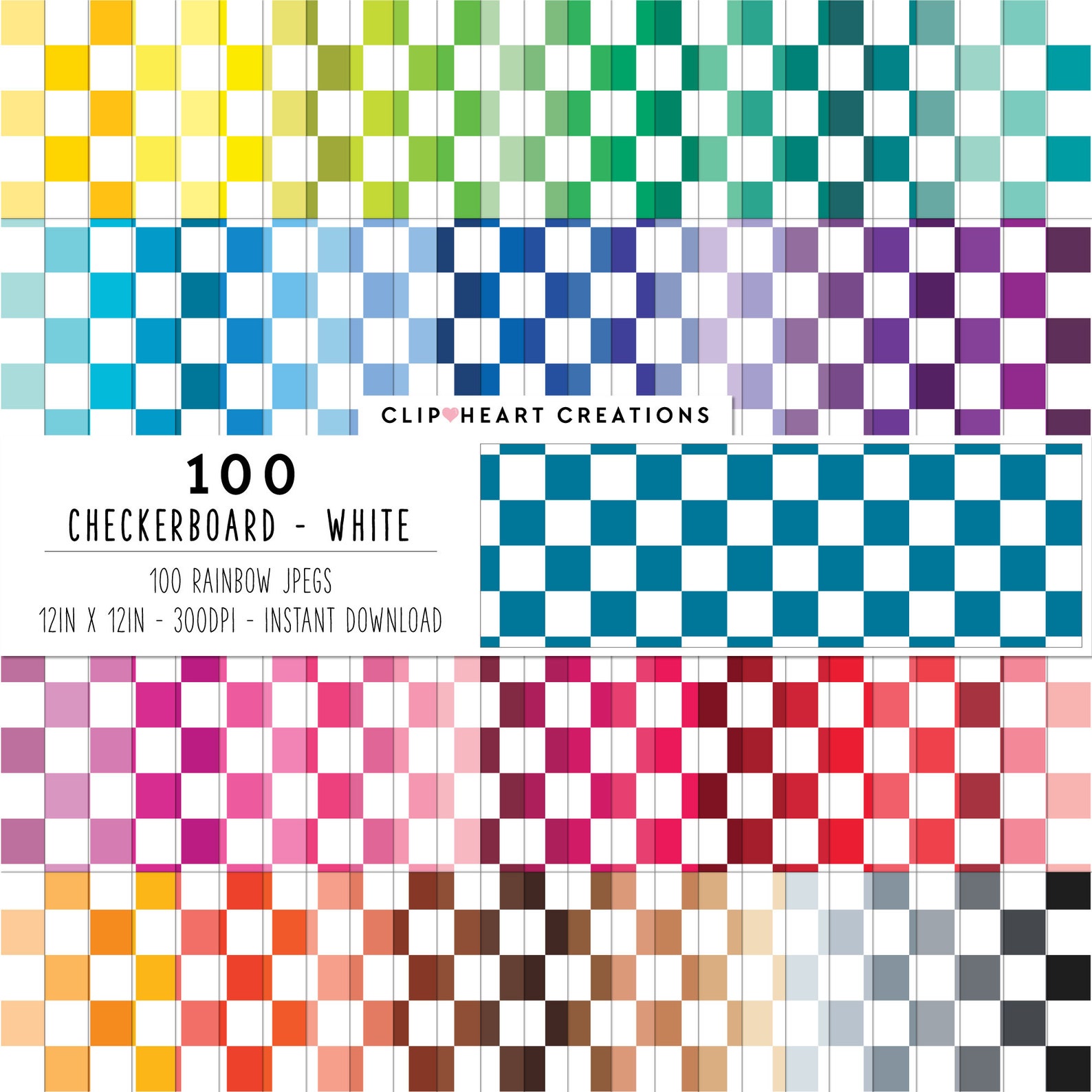100 Checkerboard Pattern Digital Paper, Commercial Use Seamless White ...
