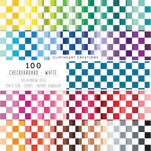 100 Checkerboard Pattern Digital Paper, Commercial Use Seamless White ...