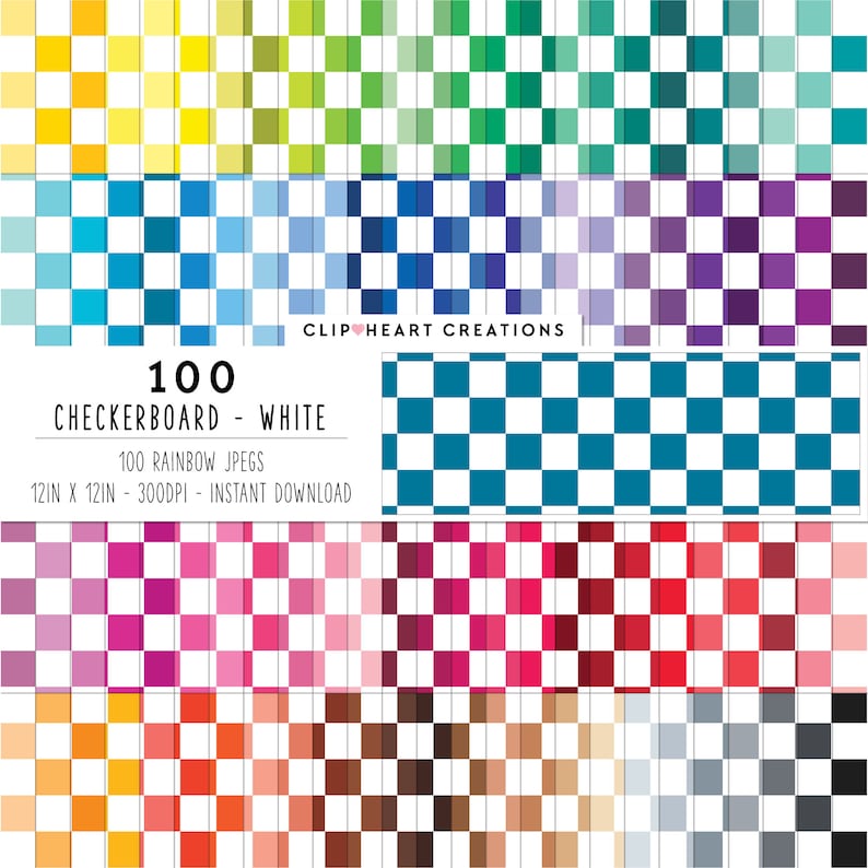 100 Checkerboard Pattern Digital Paper, Commercial Use Seamless White ...
