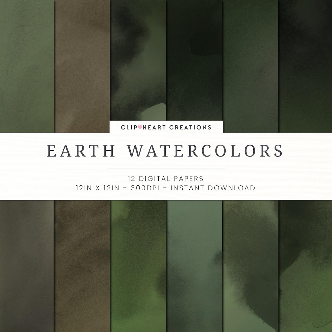 Earth Tones Watercolor Digital Papers, Commercial Use Instant Download ...