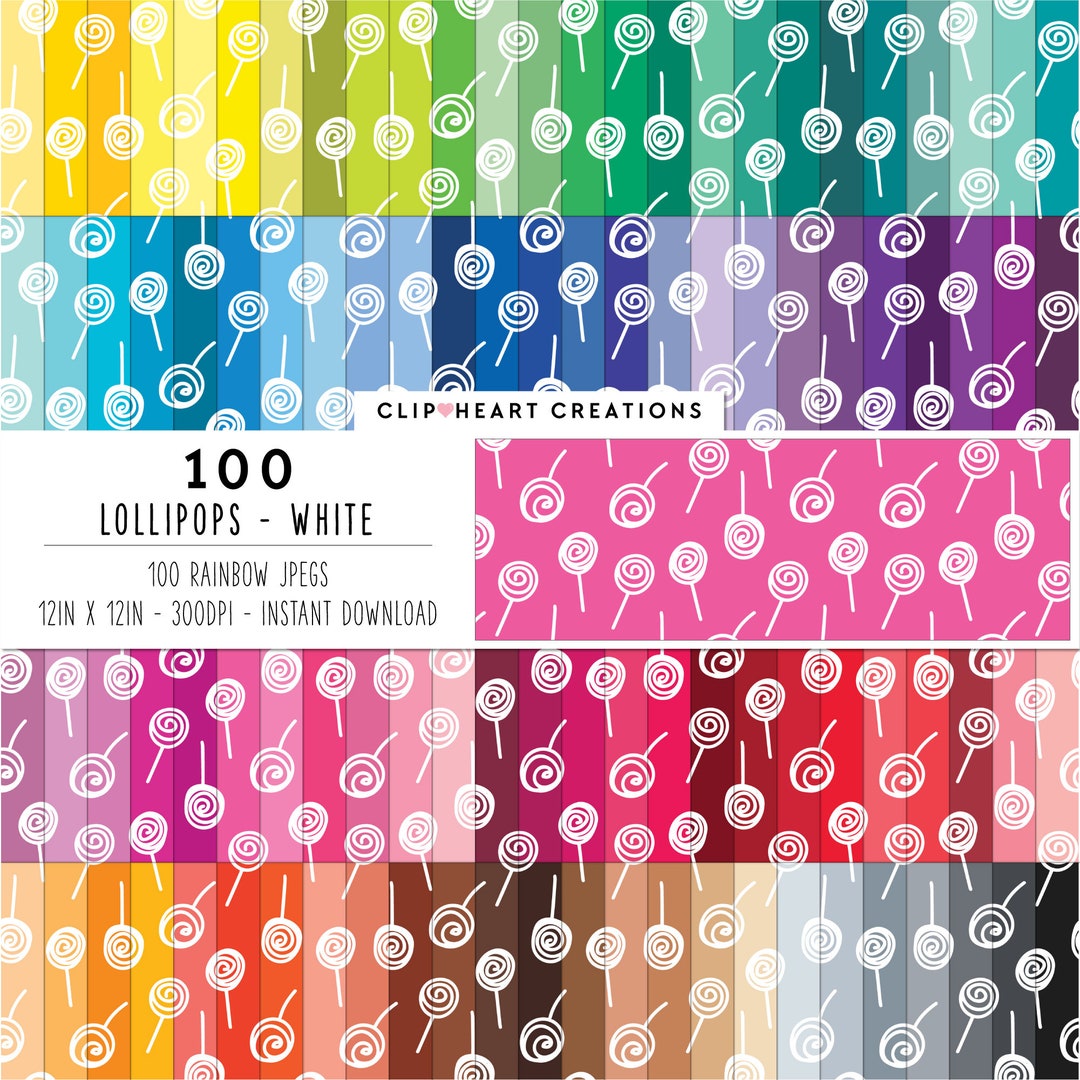 100 Lollipops Digital Paper, Commercial Use Seamless Lollipop Sweet ...