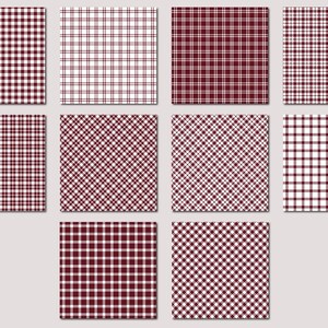 Burgundy Buffalo Plaid Digital Paper Set, Seamless Lumberjack Plaid ...