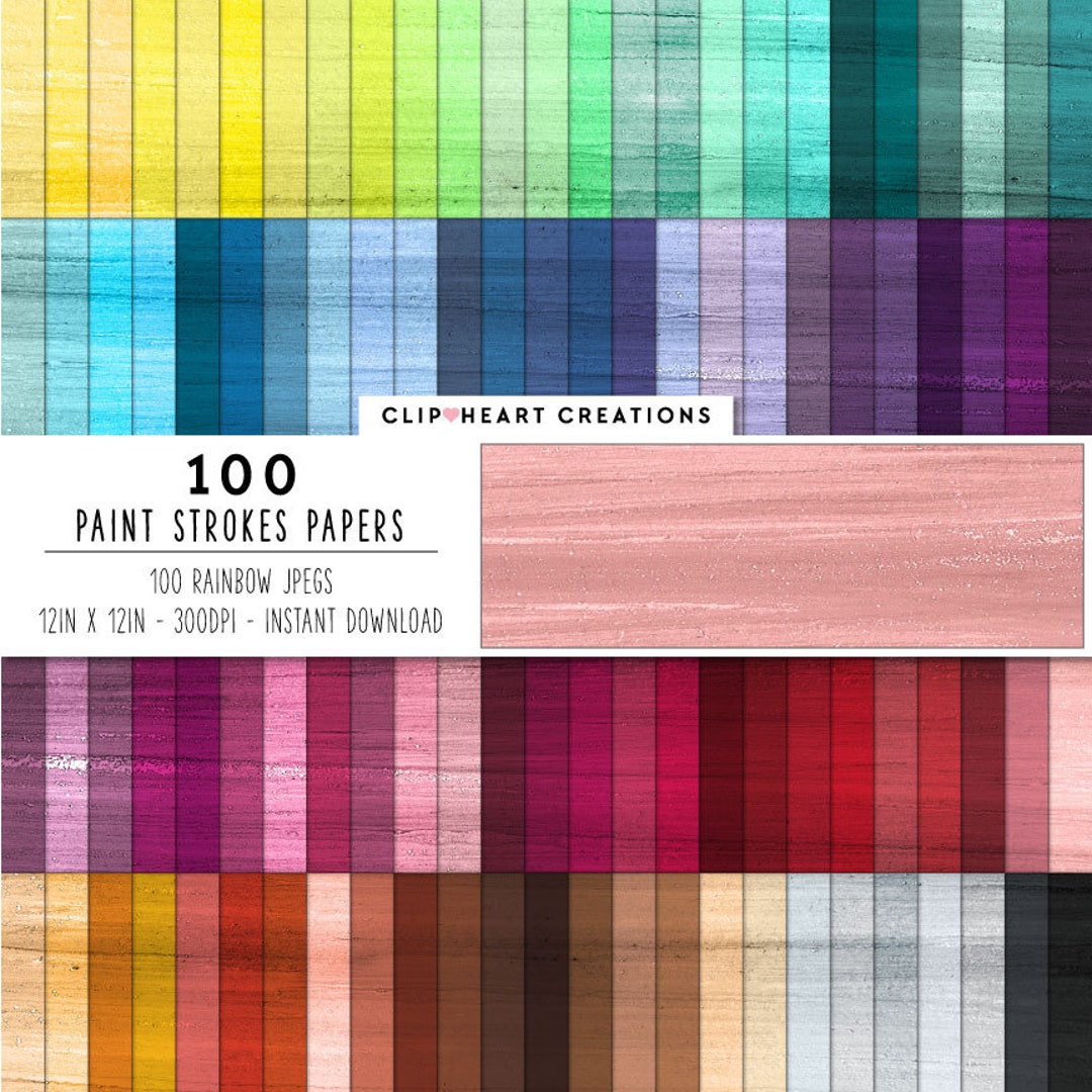 100 Paint Stroke Texture Digital Papers, Commercial Use Instant ...