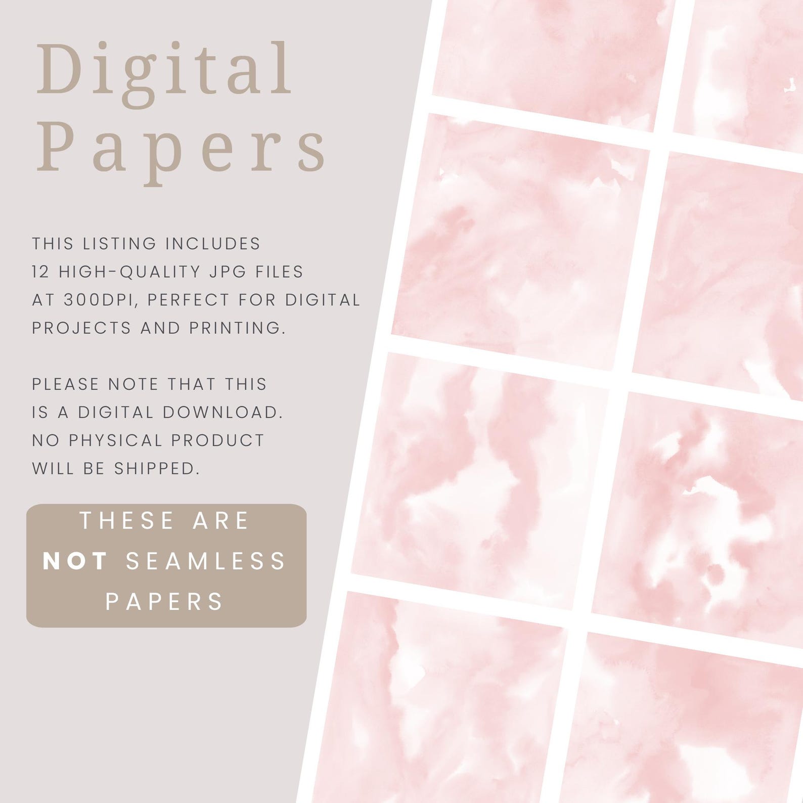 Pink Watercolor Digital Papers, Commercial Use Instant Download ...