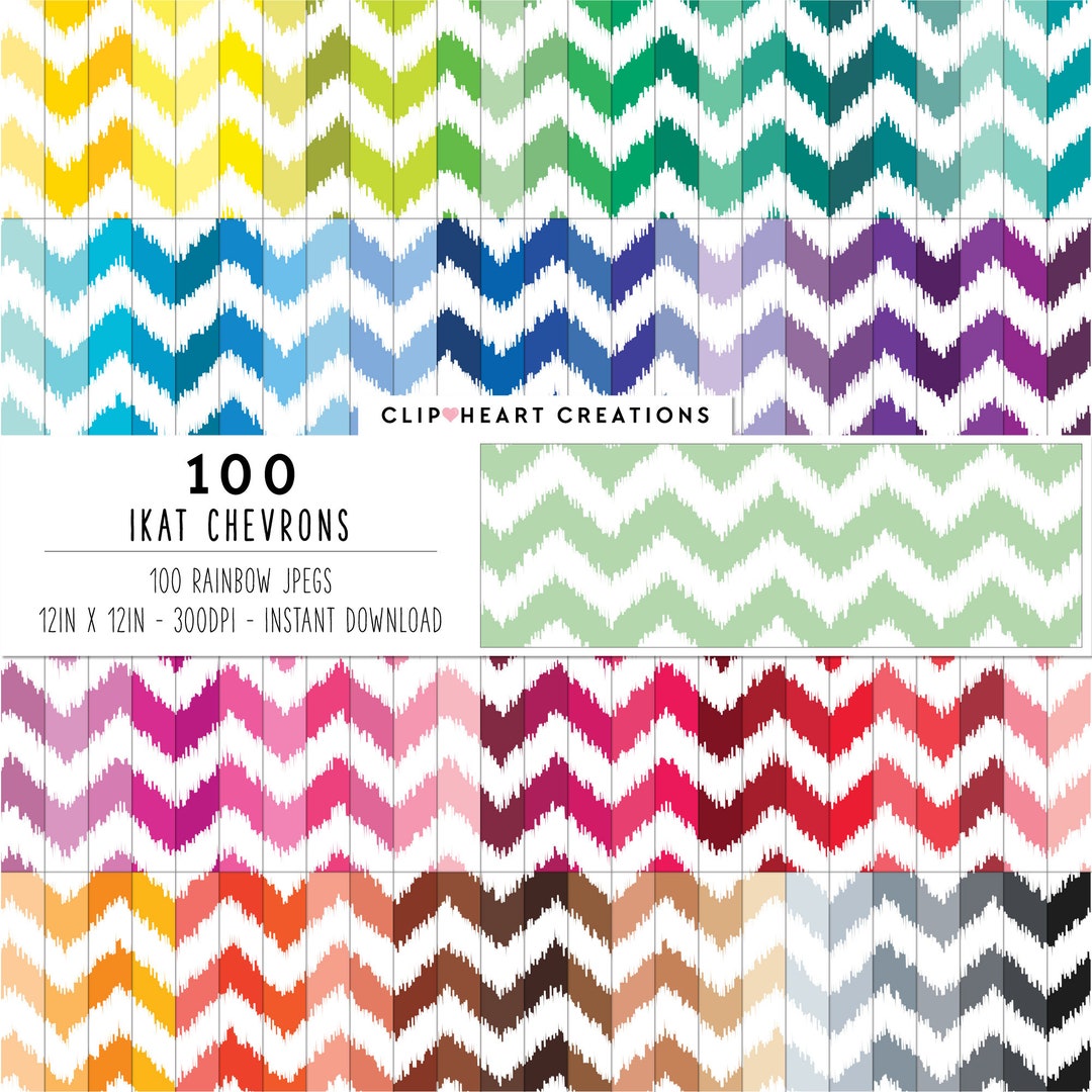 100 Ikat Chevron Digital Papers, Commercial Use Seamless Rainbow Ikat ...