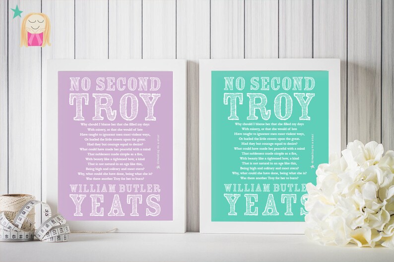 No Second Troy by William Butler Yeats Irish Poetry Art - Etsy