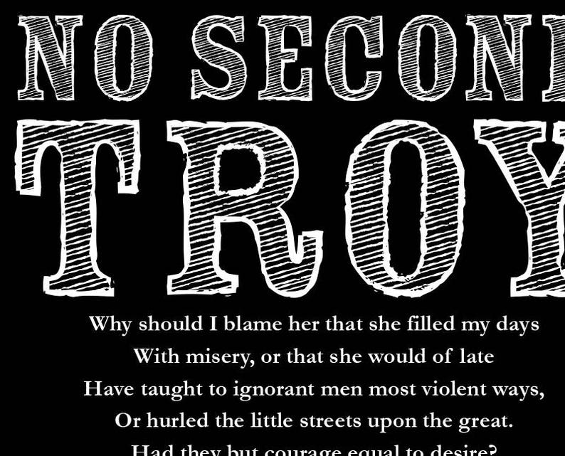 No Second Troy by William Butler Yeats Irish Poetry Art - Etsy
