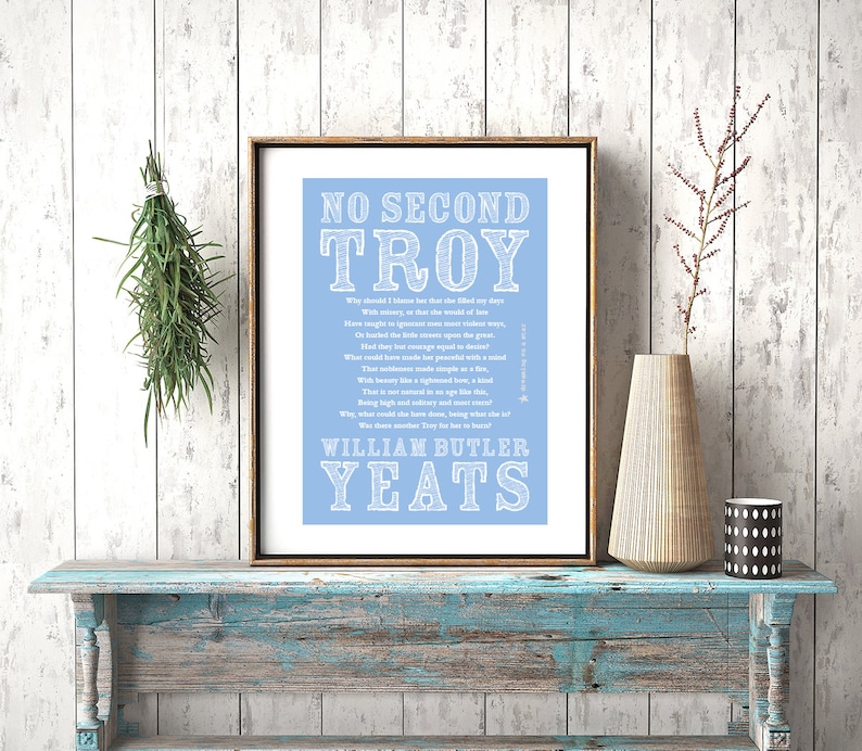 No Second Troy by William Butler Yeats Irish Poetry Art - Etsy