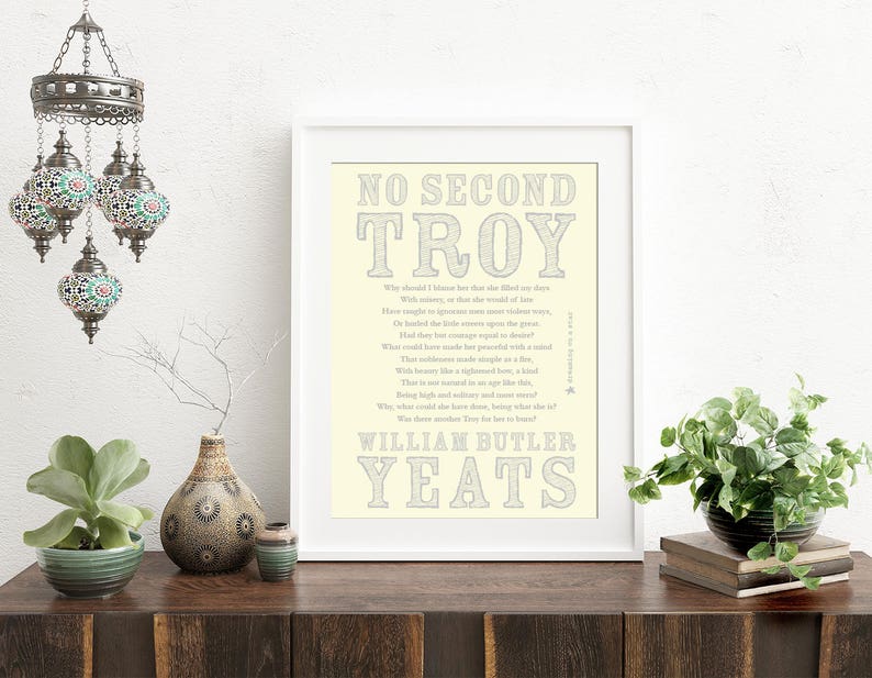 No Second Troy by William Butler Yeats Irish Poetry Art - Etsy