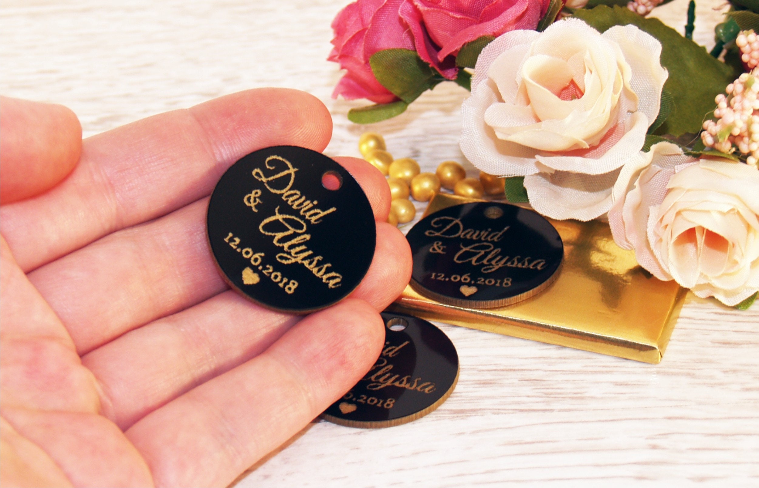 Wedding Favor Wedding Tags Wedding Favor Tags Black Gold Tags 