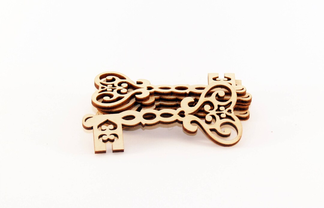 5 Wood Key Shape, Wooden Key Shape, Wood Skeleton Key, Laser Cut ...