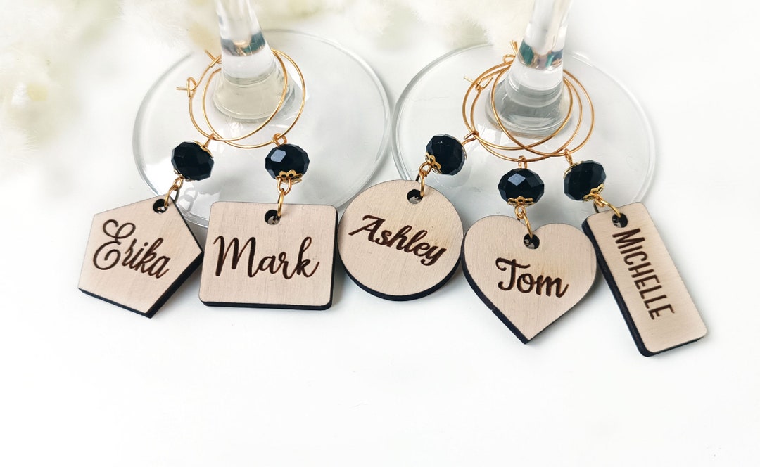 Wedding Wine Glass Charms, Table Name Tags, Bridal Shower Party, Place ...