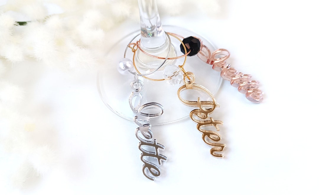 Custom Wine Charm, Wedding Wine Charms, Gold Wine Charms, Wine Glass ...