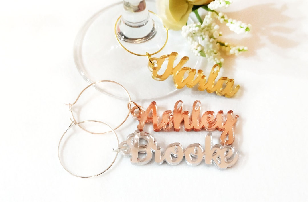 Custom Wine Charm, Wedding Wine Charms, Gold Silver Rose Gold Wine ...