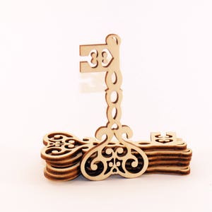 5 Wood Key Shape, Wooden Key Shape, Wood Skeleton Key, Laser Cut ...