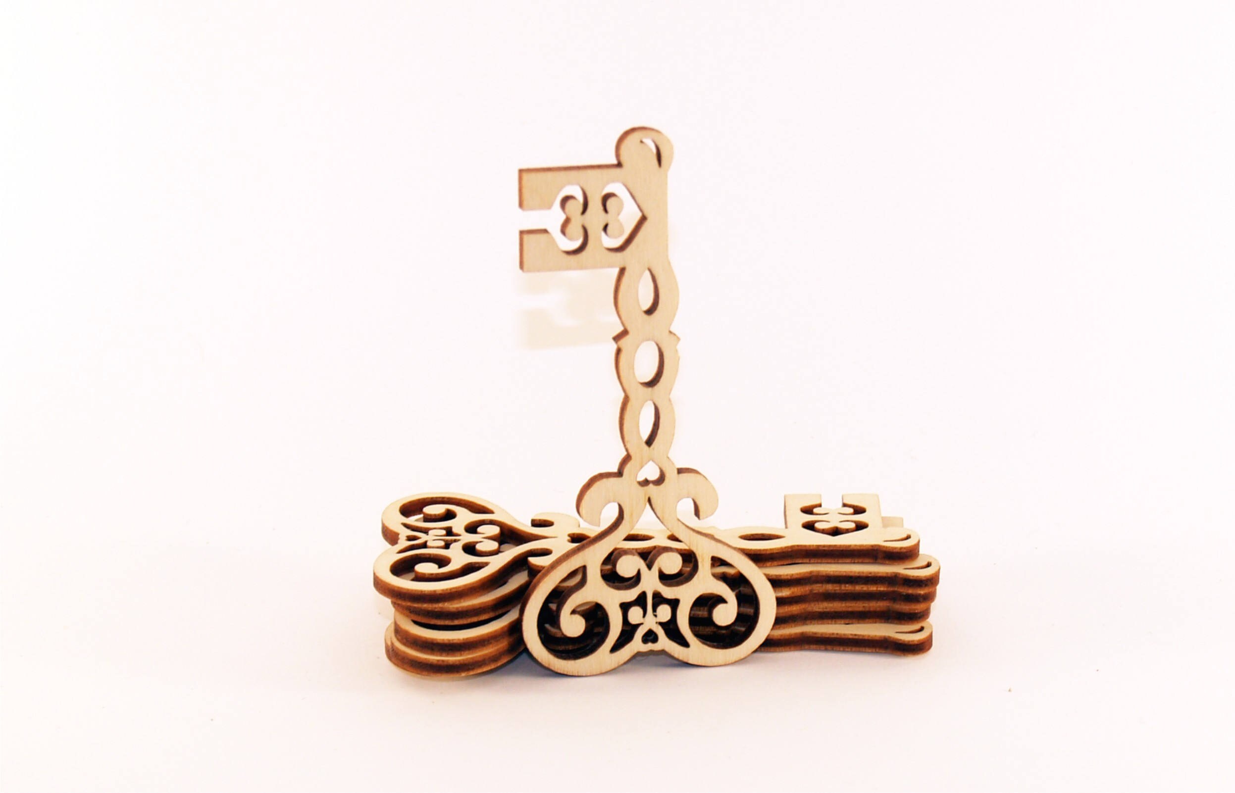 5 Wood Key Shape, Wooden Key Shape, Wood Skeleton Key, Laser Cut ...