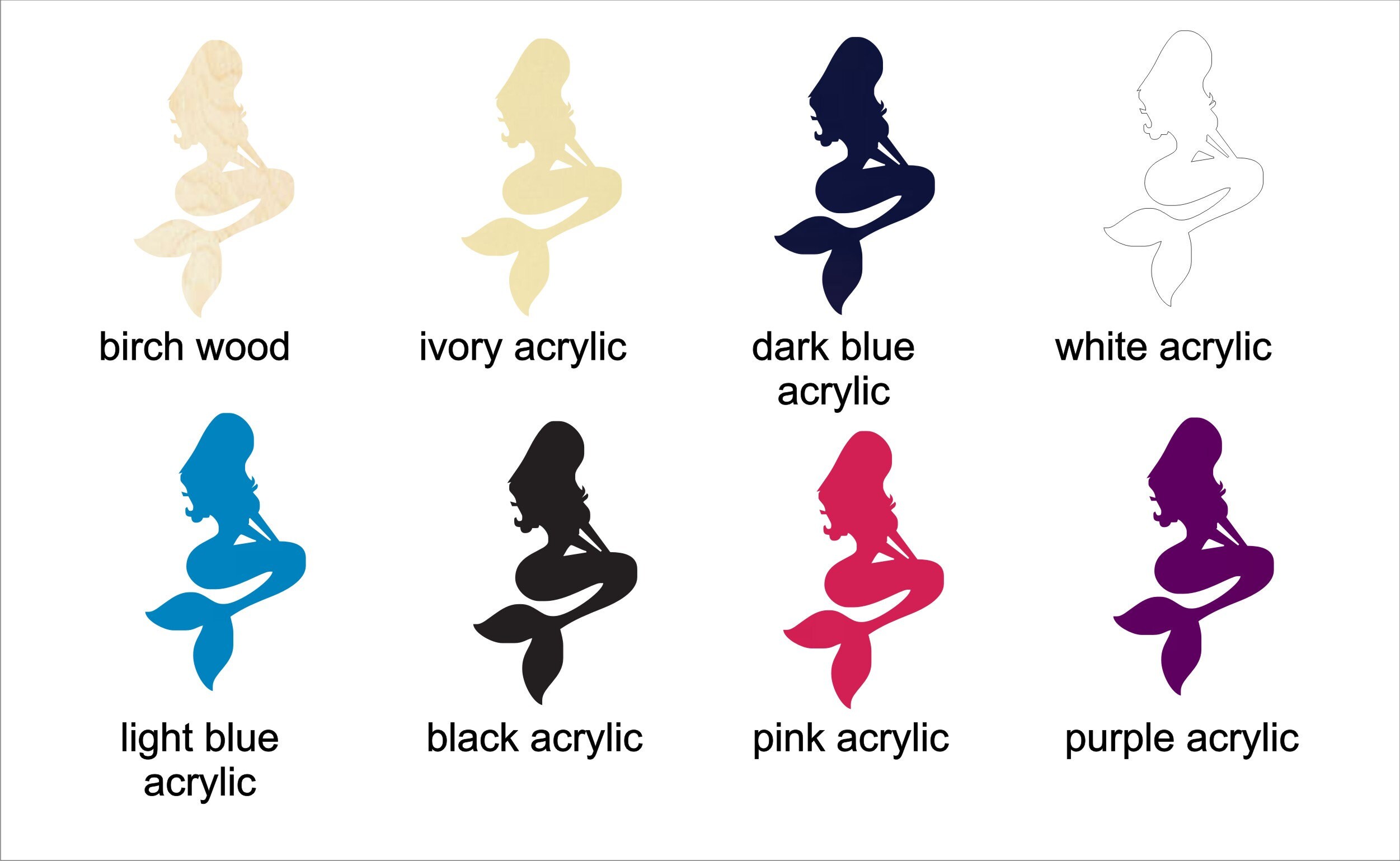 3 Wood or Colored Acrylic Mermaid Shapes Unfinished Wood - Etsy Canada